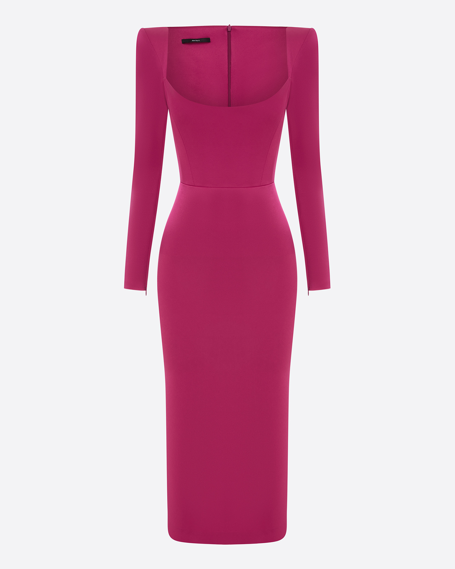 Curved Portrait Long Sleeve Dress in Satin Crepe – Alex Perry